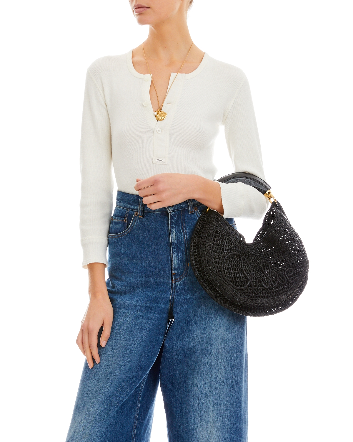 CHLOÉ Summer Banana Raffia Hobo Bag